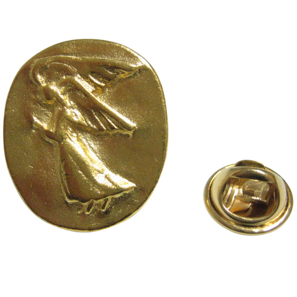 Kiola Designs | Accessories | Gold Toned Oval Guardian Angel Lapel Pin ...